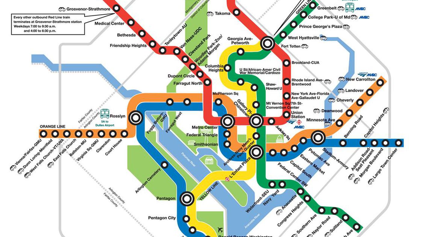 Washington DC Metro Green Line Map With Operating Hours